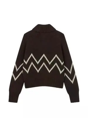 STUDIO TOMBOY Zigzag-knit Zip-up Cardigan