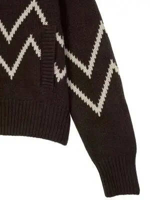 STUDIO TOMBOY Zigzag-knit Zip-up Cardigan