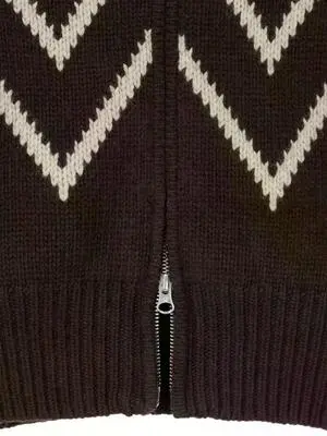 STUDIO TOMBOY Zigzag-knit Zip-up Cardigan