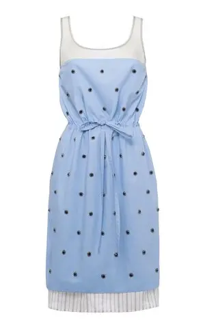 DES_PHEMMES Balloon Cotton-blend Mini Dress - Light Blue
