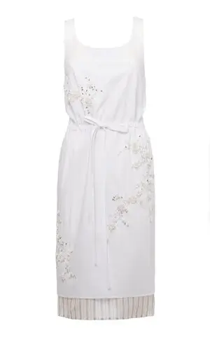 DES_PHEMMES Balloon Cotton-blend Mini Dress - White
