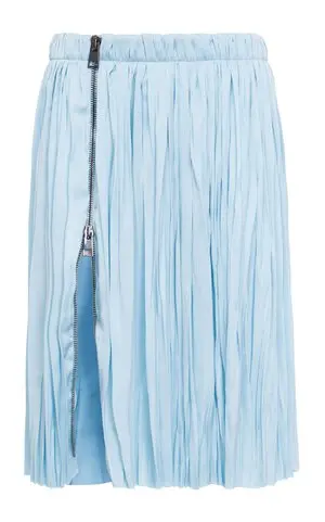 DES_PHEMMES Crinkle Pleated Satin Midi Skirt - Blue