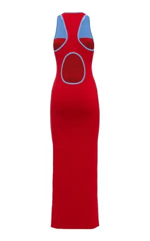 DES_PHEMMES Embroidered Knit Maxi Dress