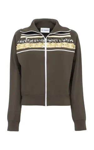 DES_PHEMMES Embroidered Knit Jacket - Olive