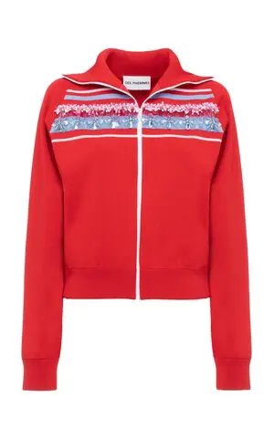 DES_PHEMMES Embroidered Knit Jacket - Red