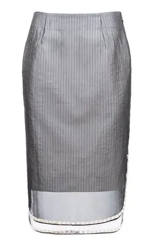 DES_PHEMMES Layered Twill Midi Skirt Black