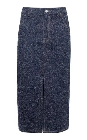 DES_PHEMMES Pencil Cotton-blend Midi Skirt - Navy
