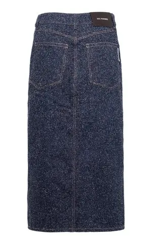 DES_PHEMMES Pencil Cotton-blend Midi Skirt - Navy