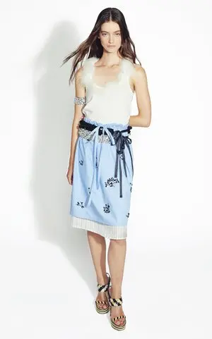 DES_PHEMMES Embellished Cotton Knee-length Skirt - Light Blue
