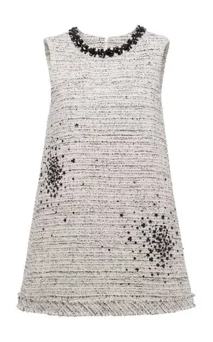 DES_PHEMMES Embellished Cotton-blend Mini Dress - Light Grey