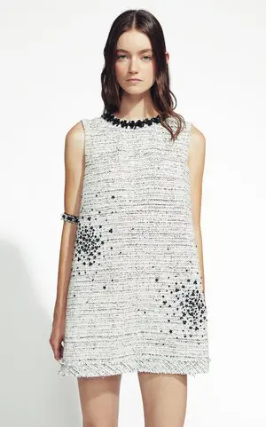 DES_PHEMMES Embellished Cotton-blend Mini Dress