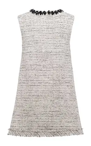 DES_PHEMMES Embellished Cotton-blend Mini Dress