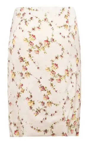DES_PHEMMES Slit Feathered Midi Skirt