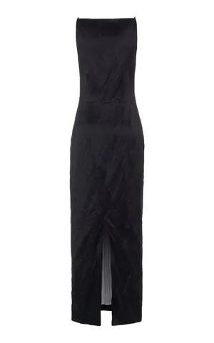 DES_PHEMMES Boat-neck Satin Maxi Dress