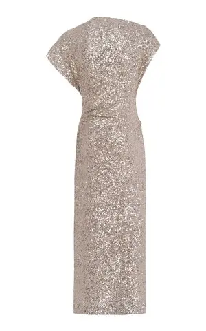 DES_PHEMMES Asymmetrical Embellished Maxi Dress