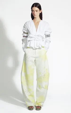 DES_PHEMMES Tie-dye Stretch-cotton Barrel-leg Pants