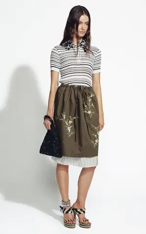 DES_PHEMMES Embellished Ribbed Knit Polo Shirt