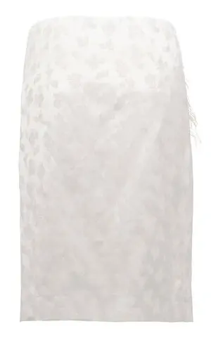 DES_PHEMMES Slit Jacquard Midi Skirt - White