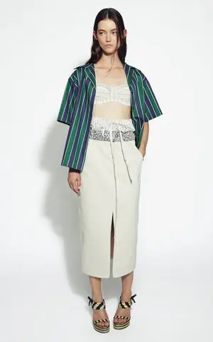 DES_PHEMMES Hawaiian Striped Poplin Shirt