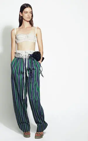 DES_PHEMMES Striped Satin Wide-leg Pants