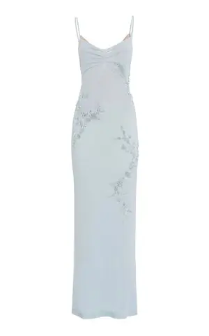 DES_PHEMMES Backless Embellished Maxi Dress - Blue