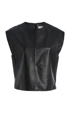 SIMKHAI Fontaine Leather Cropped Top