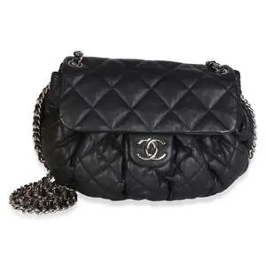 Chanel Washed Quilted Lambskin Chain Around Flap Bag - Black