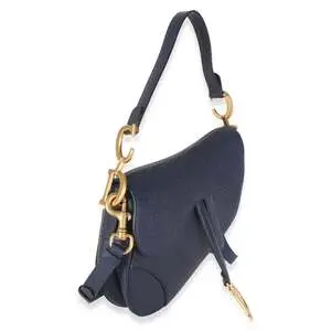 Dior Deep Ocean Grained Calfskin Saddle Bag - Blue