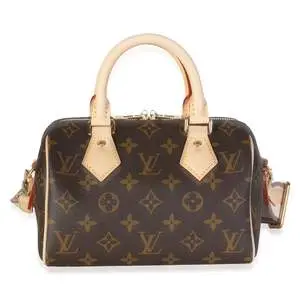LOUIS VUITTON Beige Monogram Canvas Speedy Bandouliere 20 - Brown