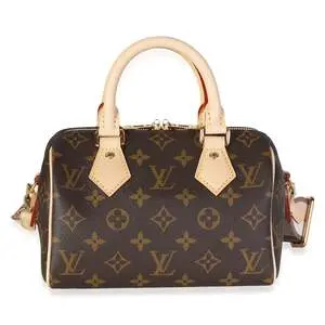 LOUIS VUITTON Beige Monogram Canvas Speedy Bandouliere 20 - Brown