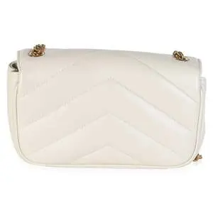 Saint Laurent Crema Matelasse Lambskin Loulou Chain Satchel - Beige