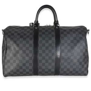 LOUIS VUITTON Damier Graphite Canvas Keepall Bandouliere 45 Black
