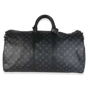 LOUIS VUITTON Monogram Eclipse Canvas Keepall Bandouliere 55 - Black