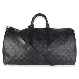 LOUIS VUITTON Monogram Eclipse Canvas Keepall Bandouliere 55