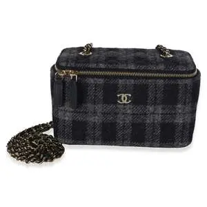 Chanel Multicolor Tweed Vanity Case With Chain - Blue