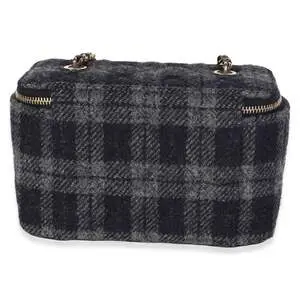 Chanel Multicolor Tweed Vanity Case With Chain - Blue