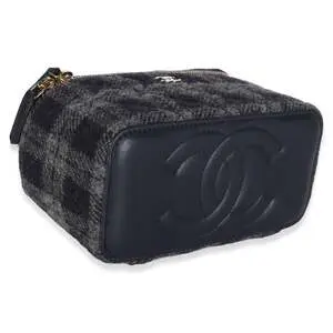 Chanel Multicolor Tweed Vanity Case With Chain - Blue