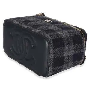Chanel Multicolor Tweed Vanity Case With Chain - Blue