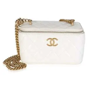 CHANEL White Quilted Lambskin Pillow Crush Vanity With Chain