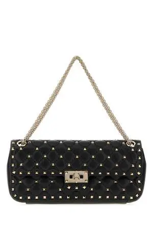 Valentino Garavani Leather Medium Rockstud Spike Shoulder Bag - Black