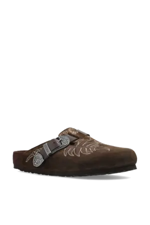 Etro X Birkenstock Embroidered Suede Mules