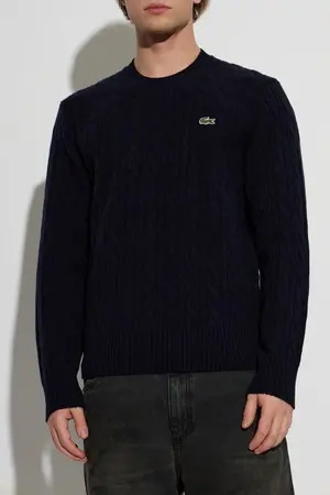 Lacoste Wool Sweater With Decorative Cable Knit