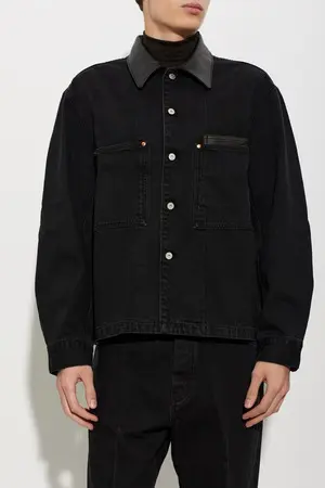 LEMAIRE Denim Jacket With Leather Collar