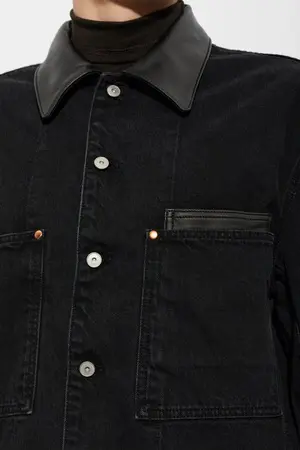 LEMAIRE Denim Jacket With Leather Collar