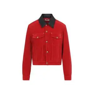 Versace Denim Garment-dyed Jacket - Red