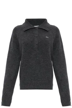 Lacoste Wool Long-sleeve Polo Sweater - Grey
