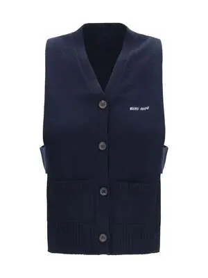 Miu Miu Cashmere Cardigan Vest - Blue
