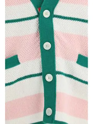 Thom Browne Classic Stripe Seed Stitch V Neck Cardigan - Multicolor