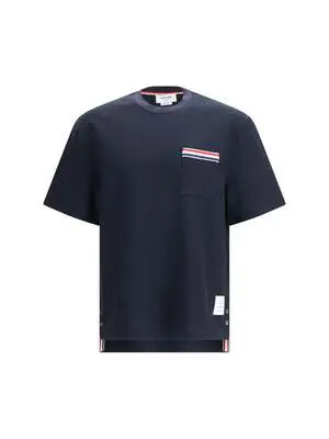 Thom Browne Short-sleeve Cotton-linen T-shirt - Blue