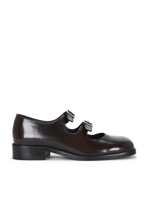 Sandy Liang Mary Jane Double Strap Loafer - Brown